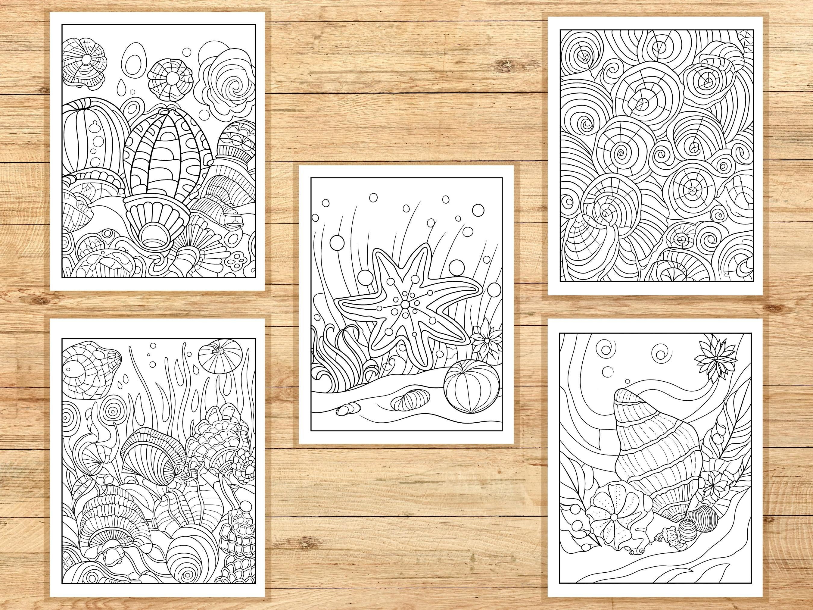 Seashell Coloring Pages, 15 Printable Ocean Themed Coloring Pages ...