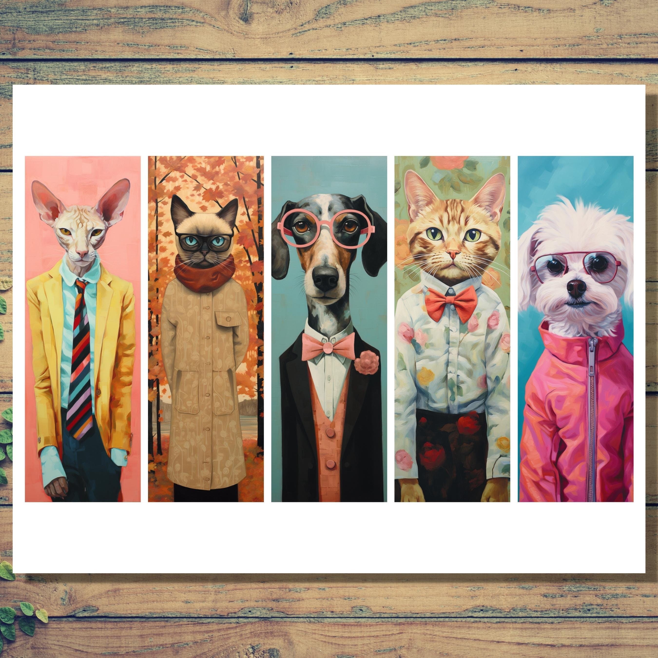 Cats and Dogs Bookmarks Printable Bookmark Funny Colorful Bookmark ...