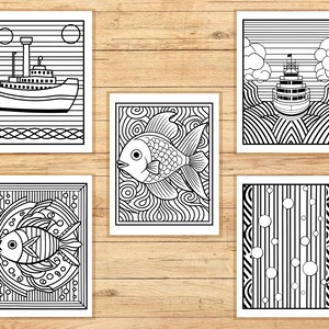 Ocean & Nautical Themed Coloring Pages - Anchor, Fish, Ship, Waves - 10 ...