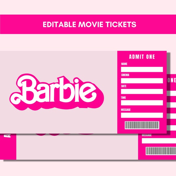 Printable Barbie Movie Ticket - Etsy