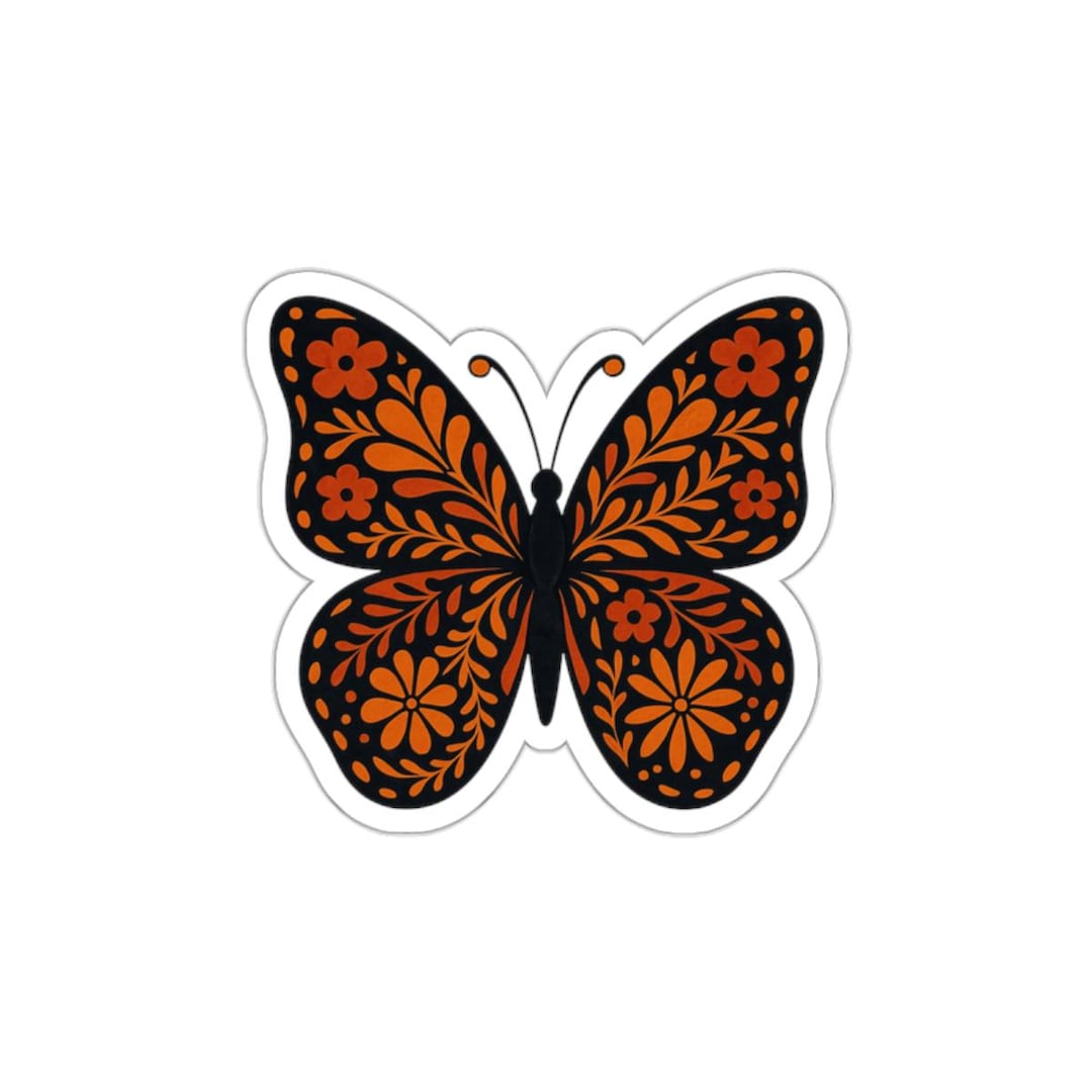 Michoacán Monarch Butterfly Sticker, Talavera Folk Art Style, Mexican ...