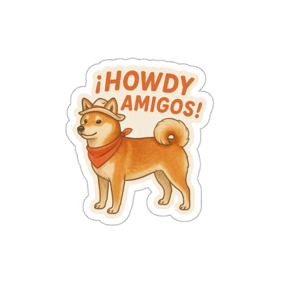 Shiba Inu Cowboy Sticker | ¡howdy Amigos! Spanglish Western Dog Decal ...