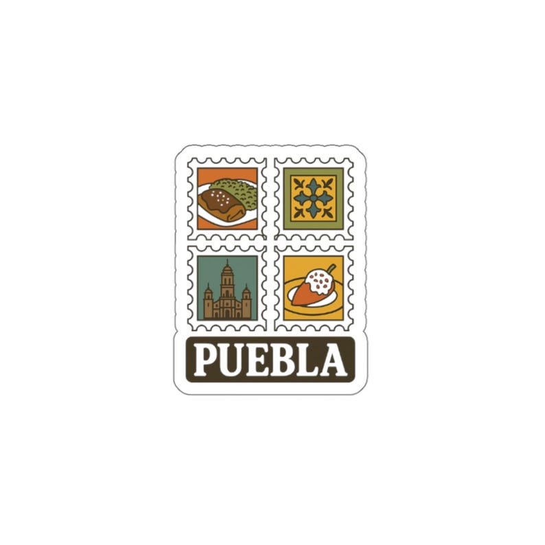 Puebla Stamp Die-cut Stickers , Vintage Mexican Postcard Aesthetic ...