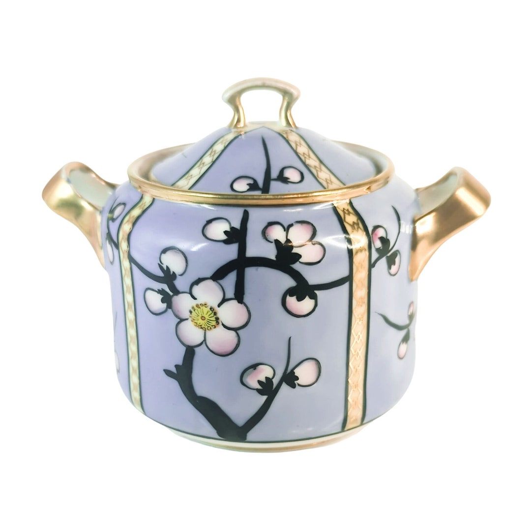 Vintage Noritake Morimura Blue Cherry Blossom Sugar Bowl, Hand Painted ...