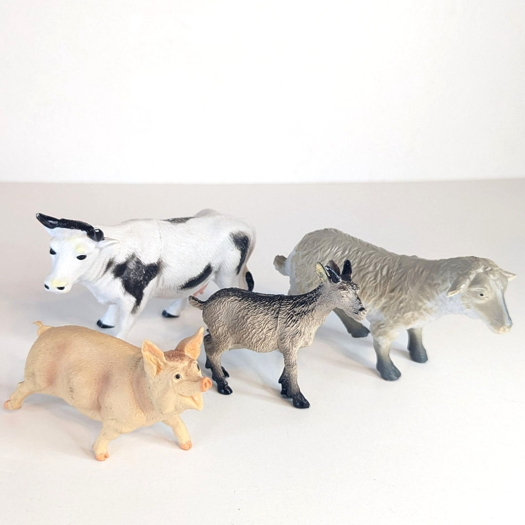 1991 Safari Ltd 1999 Toy Major Farm Animal Lot Pig Milk Cow Sheep Goat ...