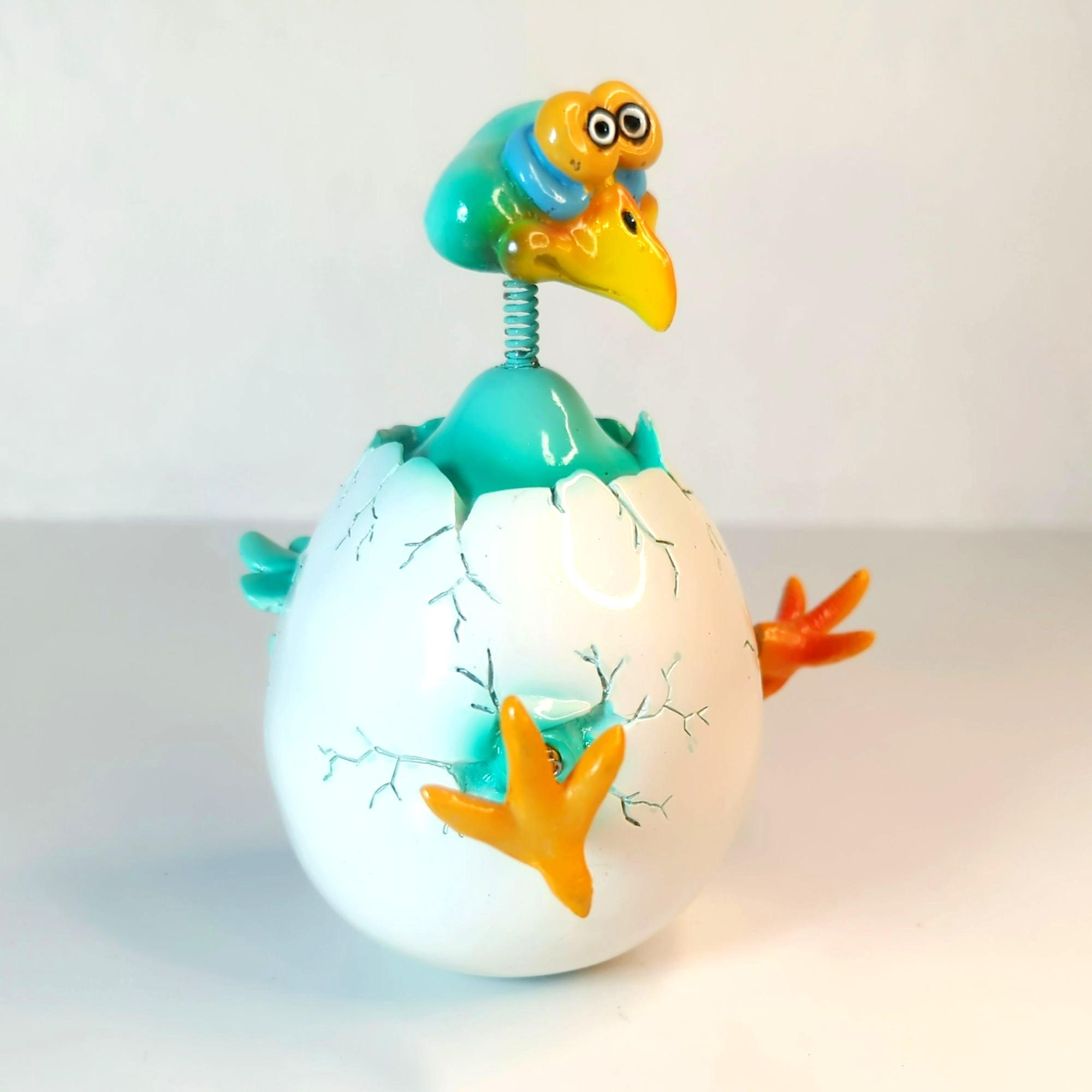 Exhart Green Bird Hatchling Chicken Spring Neck and Legs Hand Painted ...