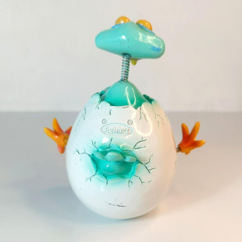 Exhart Green Bird Hatchling Chicken Spring Neck and Legs Hand Painted ...