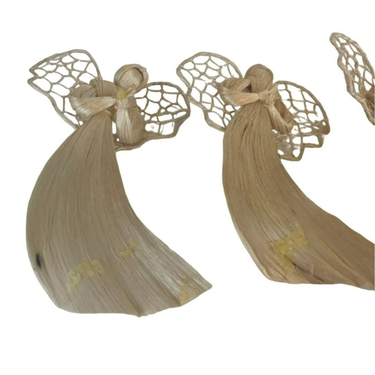 Vintage Corn Husk Angels Woven Wings Christmas Ornaments Lot of 3 - Etsy