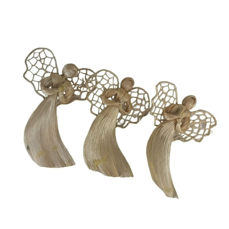 Vintage Corn Husk Angels Woven Wings Christmas Ornaments Lot of 3 - Etsy