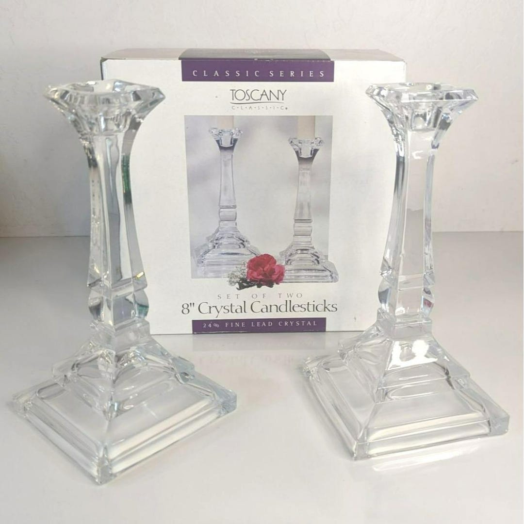 St. George Toscany Classic 8" Crystal Candlesticks Set Fine Lead ...
