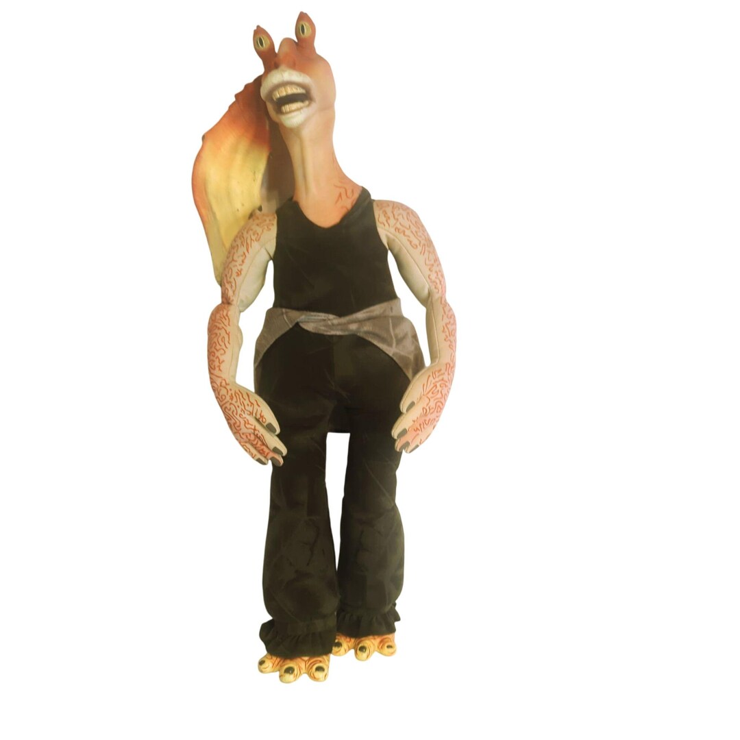 Star Wars Jar Jar Binks Toy Plush Stuffed 21" Talking Alarm Kenner ...