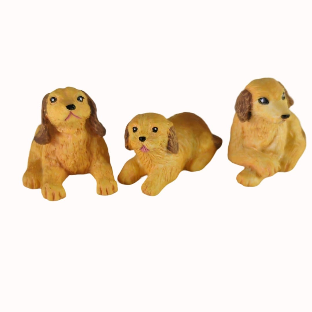 Vintage Cocker Spaniel Puppy Dog Resin Miniature Figurines Set of 3 - Etsy