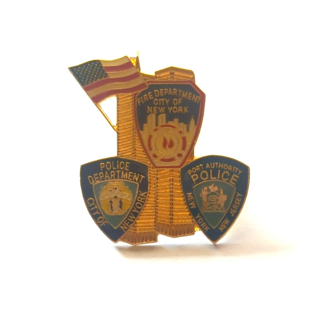 Twin Towers 9-11 NYPD FDNY Port Authority Commemorative USA Lapel Pin ...