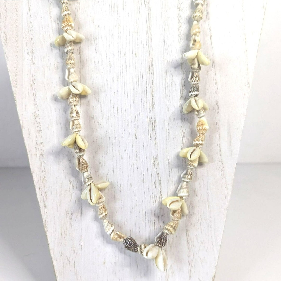 Vintage Cowrie Seashell Necklace Boho Coastal Nautical Jewelry 36 ...