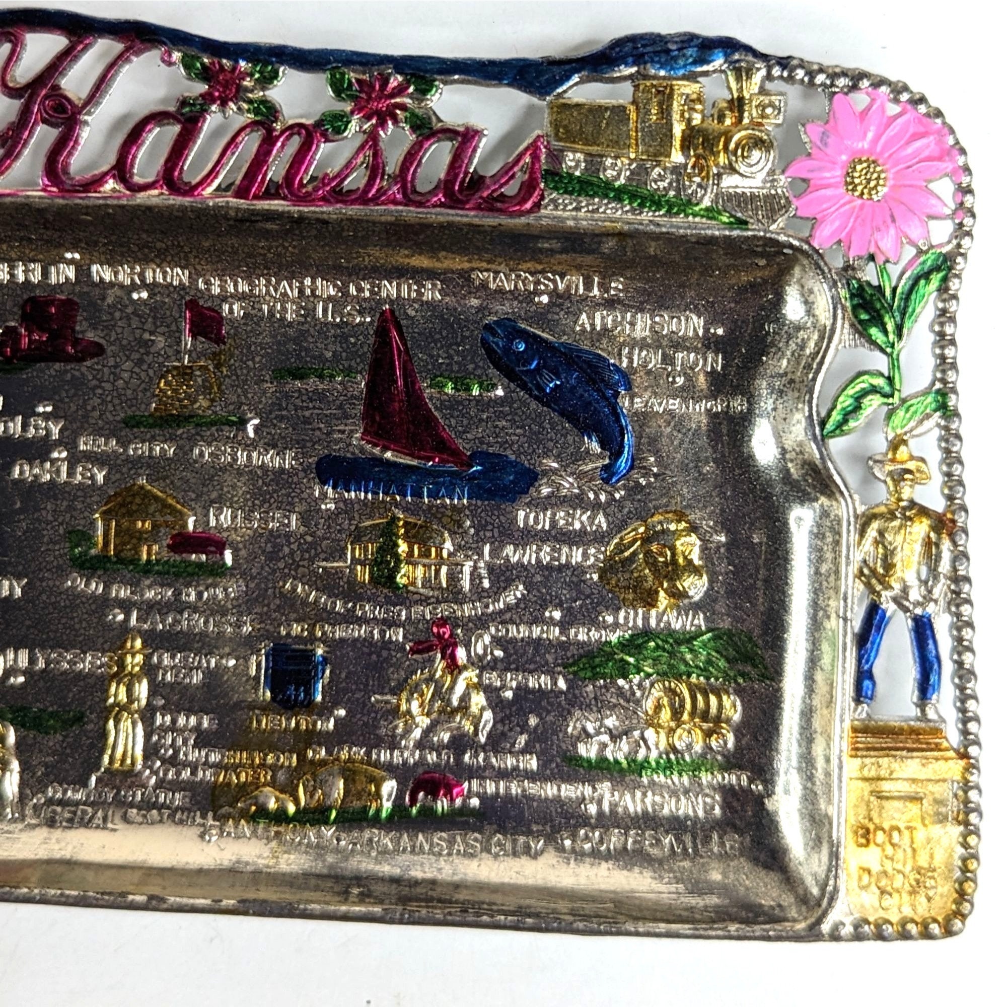 Vintage State KANSAS Hand Painted Tin Metal Souvenir Ashtray Japan 1950s - Etsy