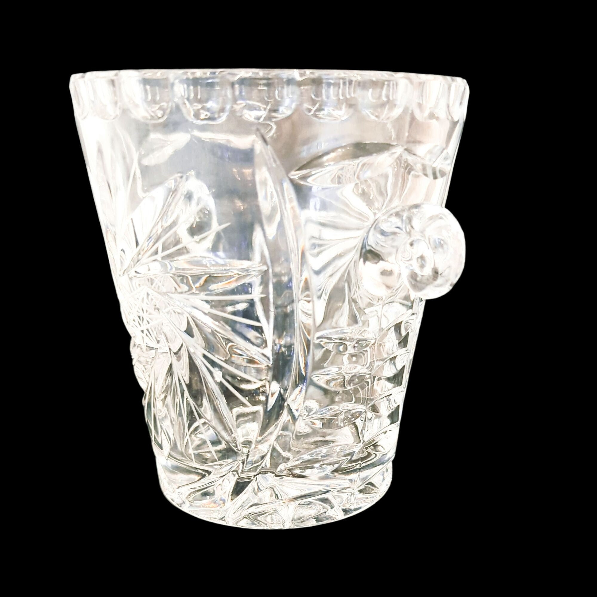 Vintage American Cut Crystal Ice Bucket With Handles & Pinwheel Design ...