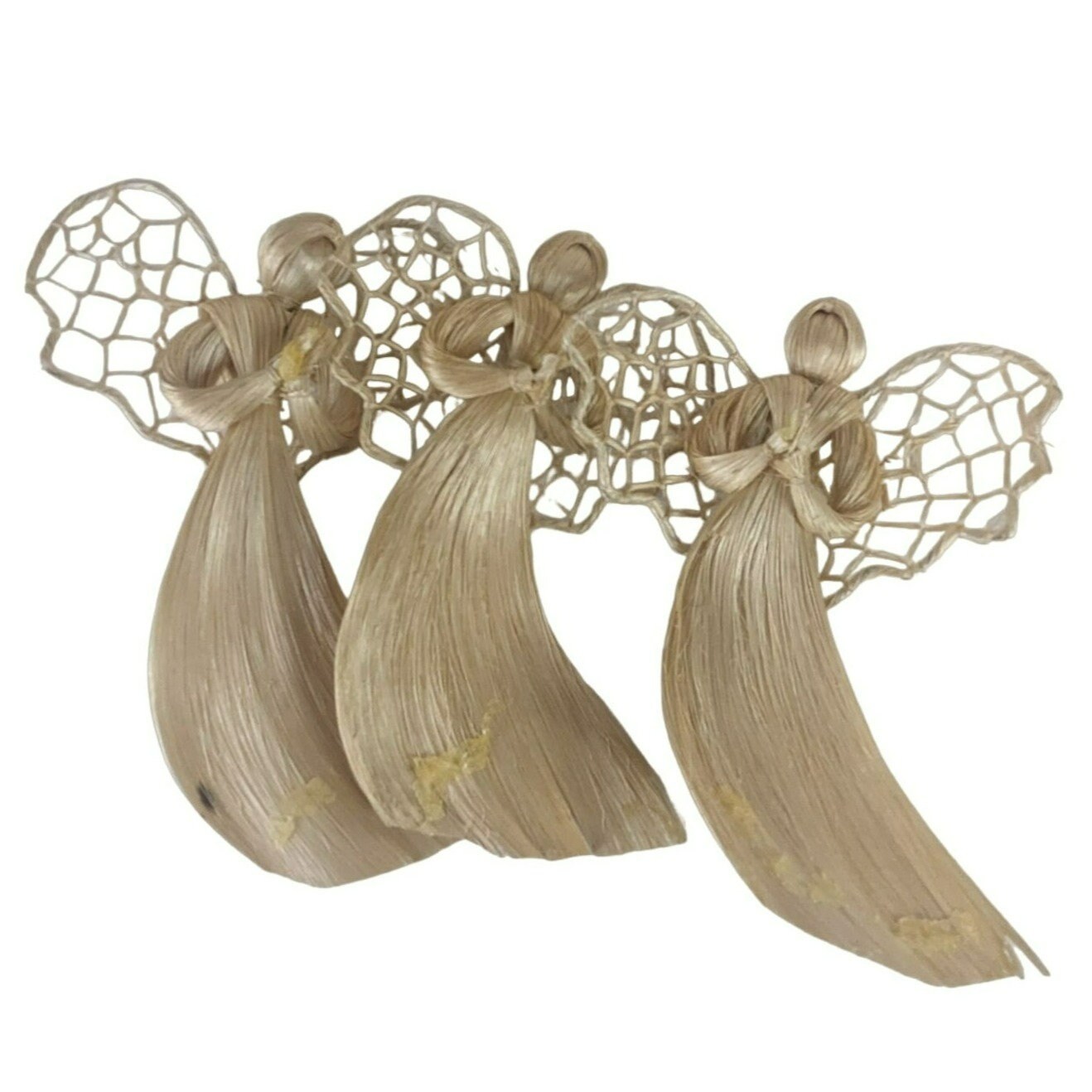 Vintage Corn Husk Angels Woven Wings Christmas Ornaments Lot of 3 - Etsy