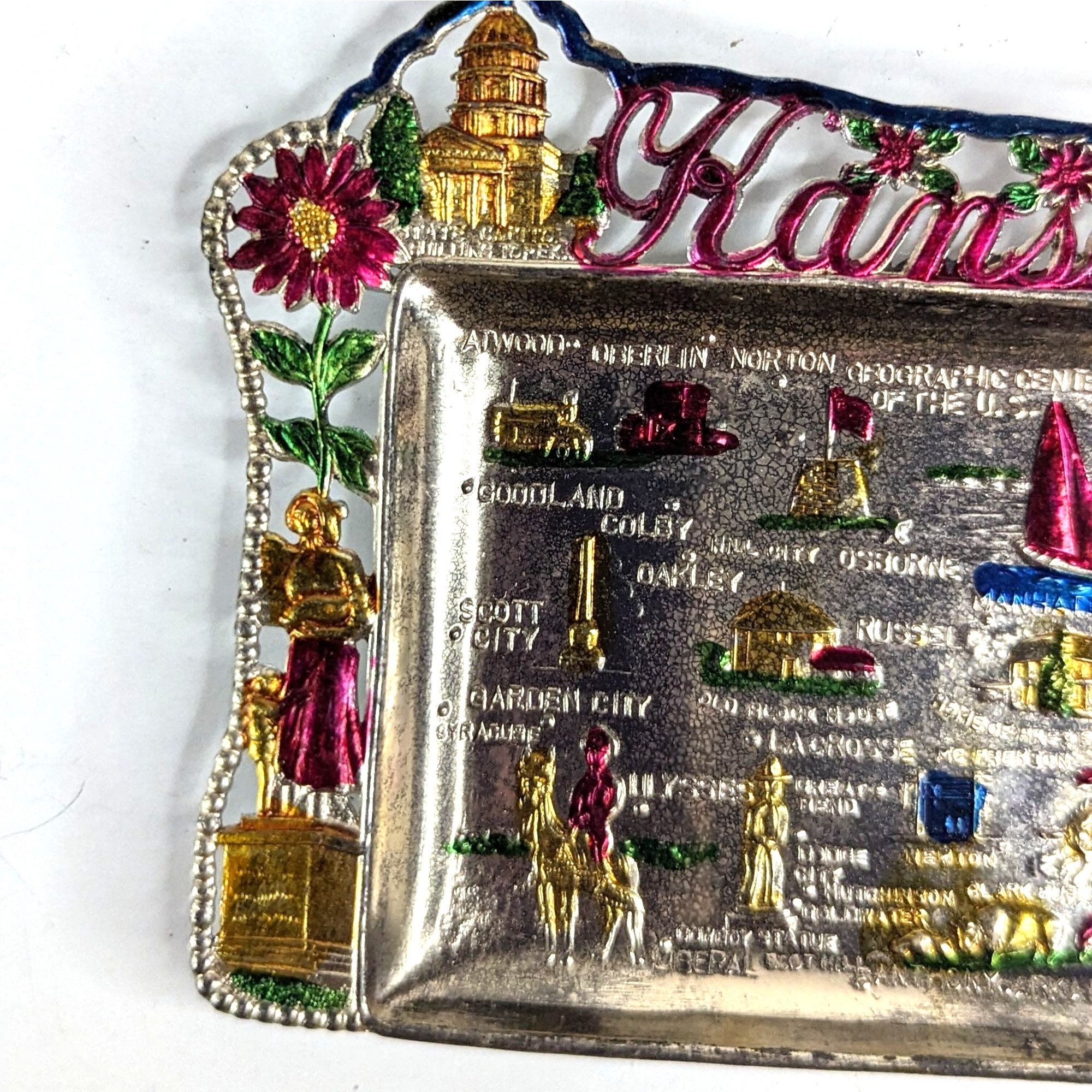 Vintage State KANSAS Hand Painted Tin Metal Souvenir Ashtray Japan 1950s - Etsy