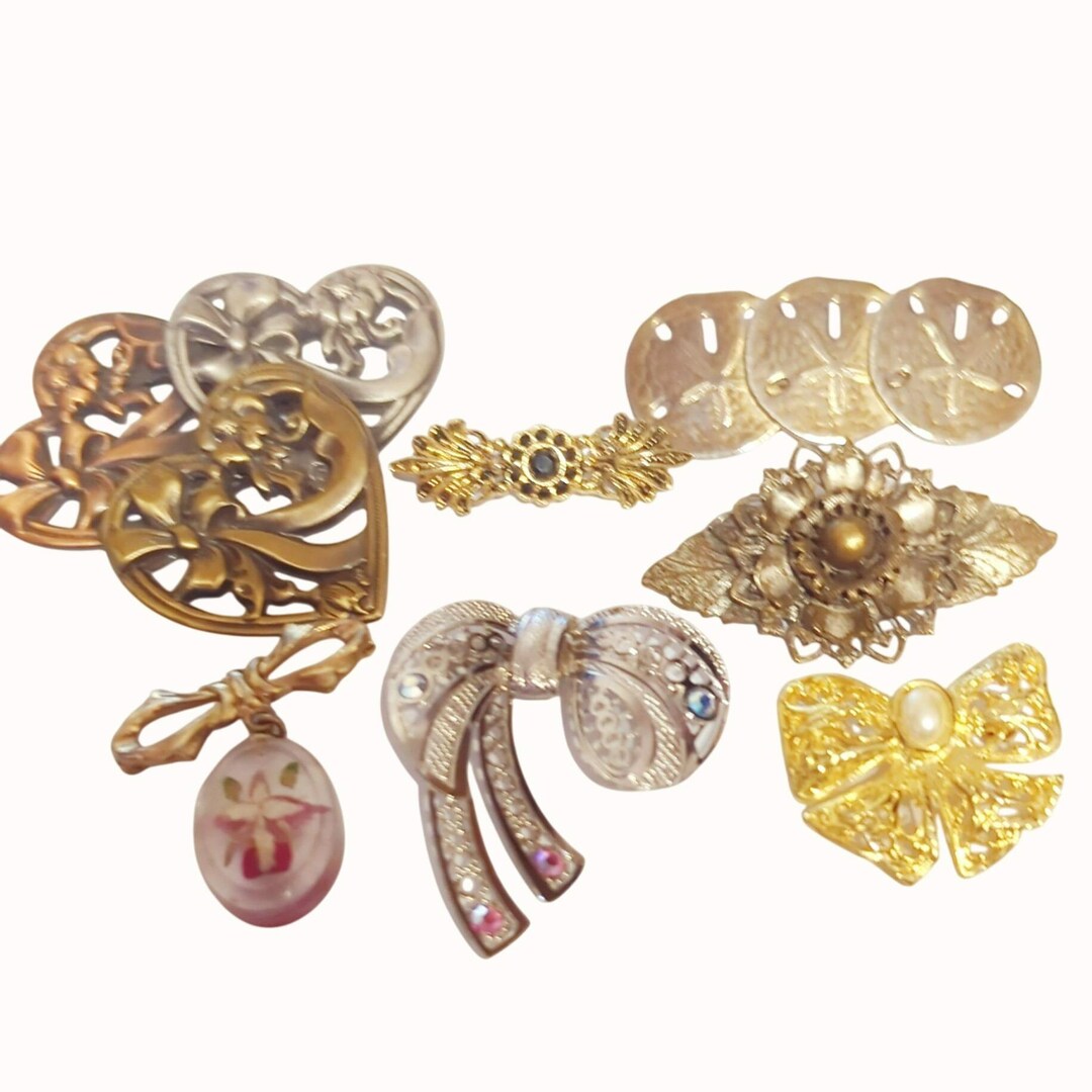 Vintage Brooch Pin Bundle Metal Floral & Bow Designs Mixed Lot - Etsy