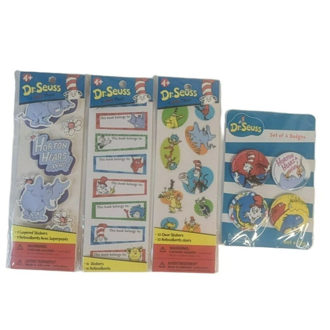 Dr Seuss Cat in the Hat Horton Stickers and Pin Badges Lot 2010 - Etsy