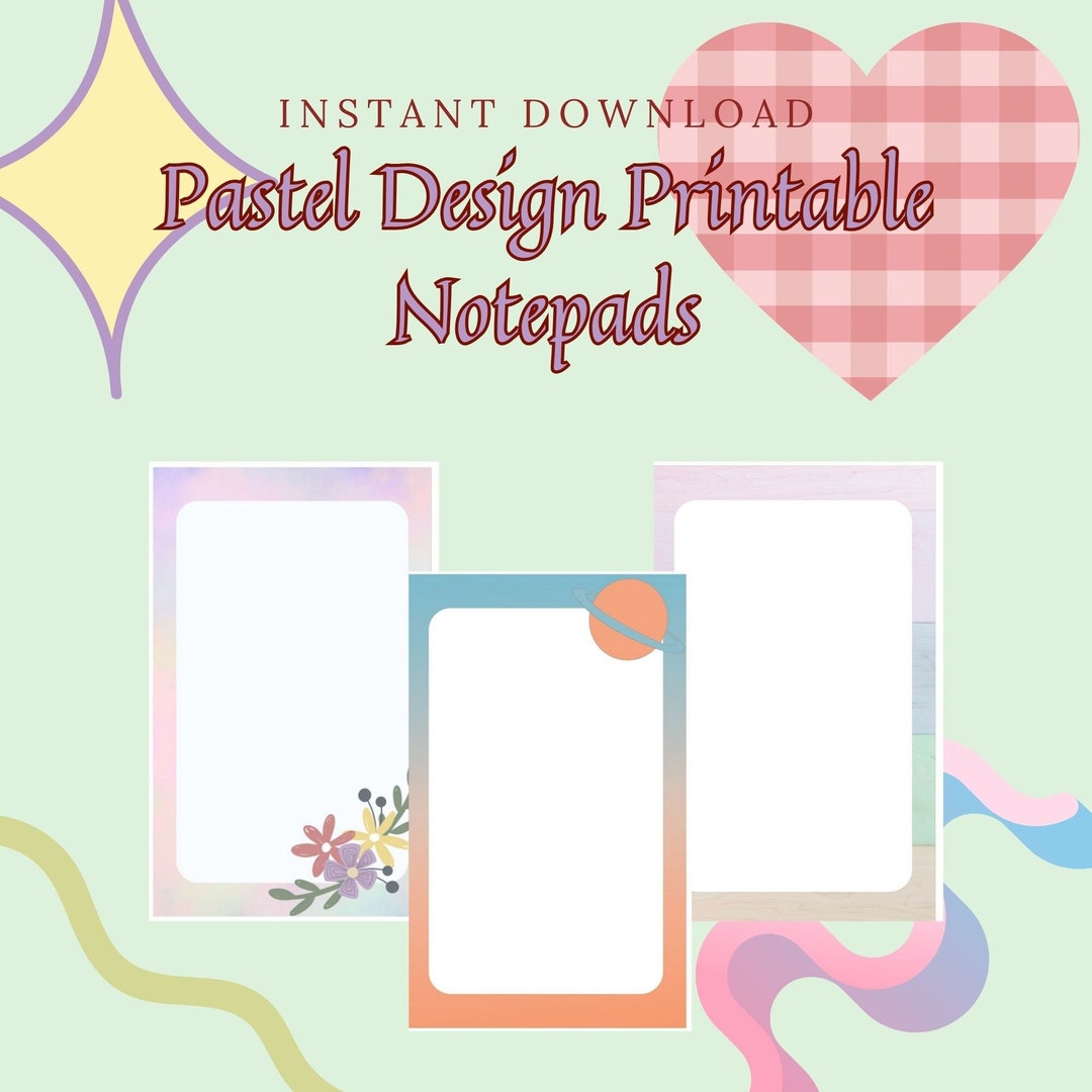 Pastel Notepad/printable Notepad/stationary/instant Download/ Memopad ...