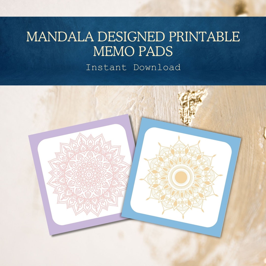 Mandala Memo Pad Printable / Cute Notepad / Cute Stationary / - Etsy