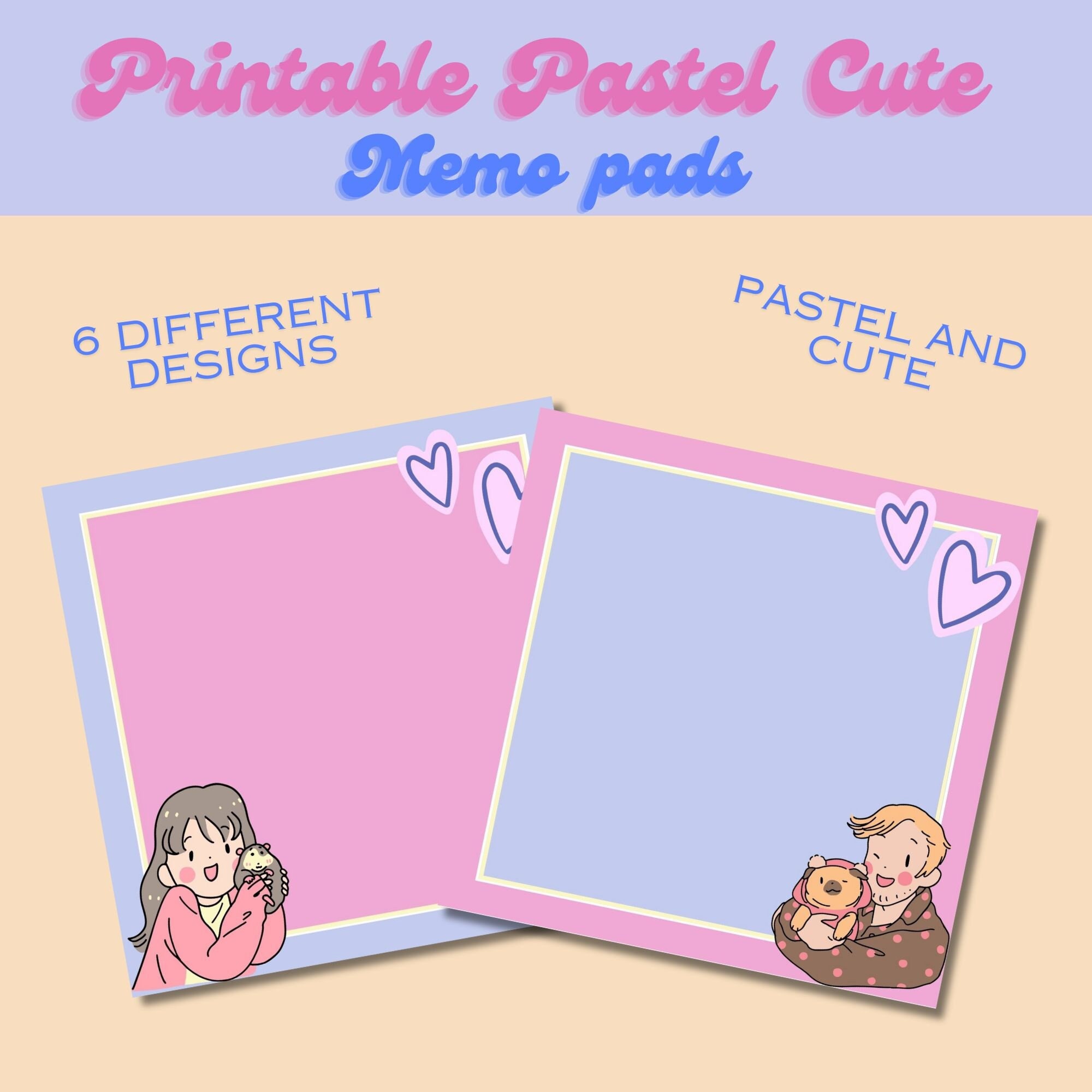 Cute Pastel Memo Pad Printable / Cute Notepad / Cute Stationary ...