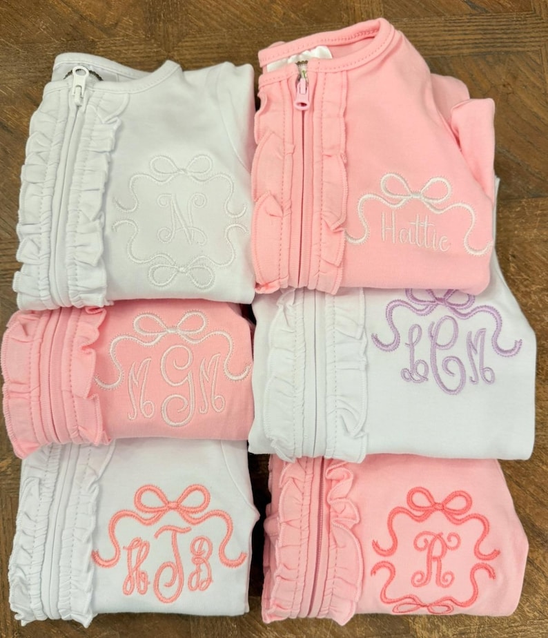 Personalized Baby Girl Gift Set,embroidered Sleeper, Bib & Burp Cloth ...