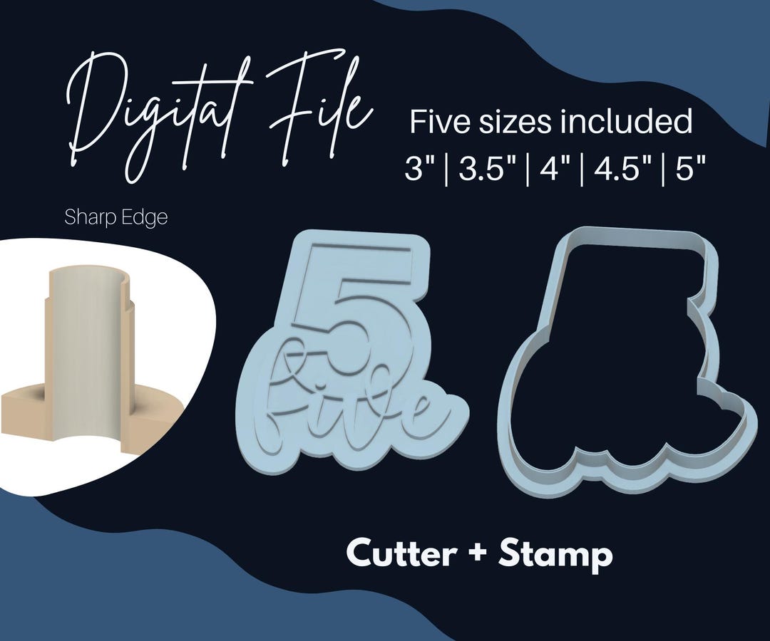 5 Sizes Number Five Cookie Cutter Digital File Number 5 Birthday STL ...