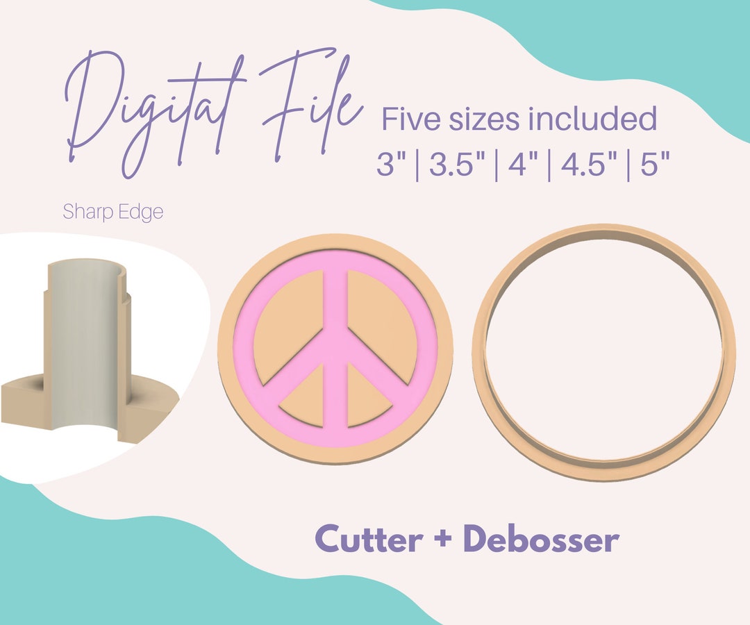 5 Sizes Peace Symbol Cookie Cutter Digital File Groovy STL File Retro ...
