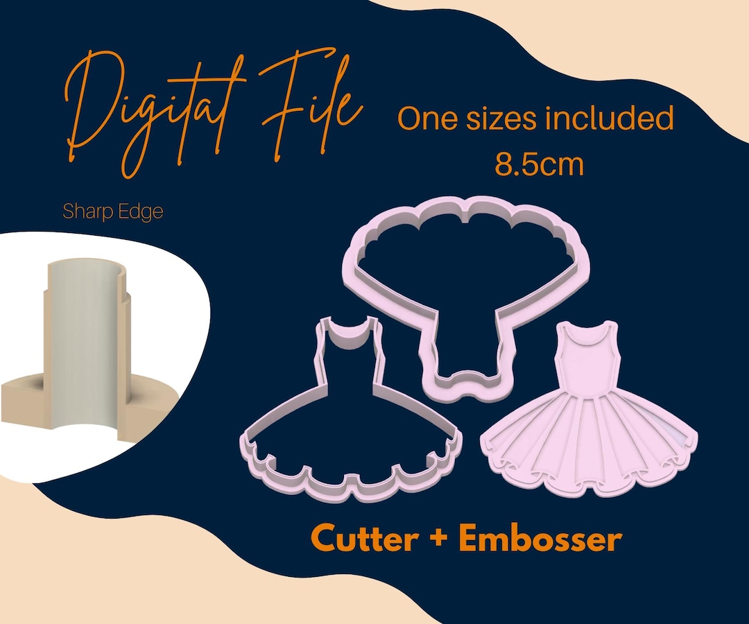 1 Size Tutu Cookie Cutter Digital File STL Embosser Ballerina Cookie ...
