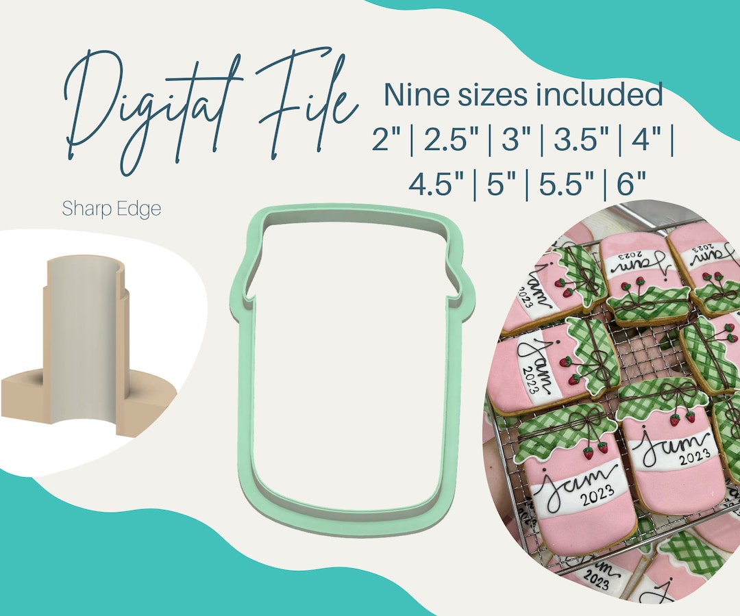 9 Sizes Ball Mason Jar Cookie Cutter Digital File Ball Mason Jar STL ...