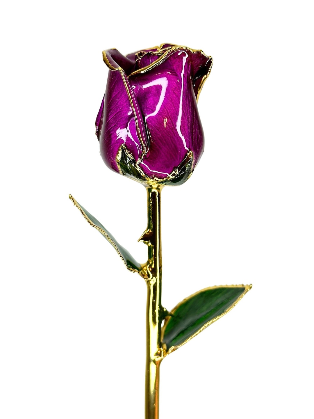Purple Everrose- Closed 30cm Real Rose Dipped in 24k Gold Foil Rose ...