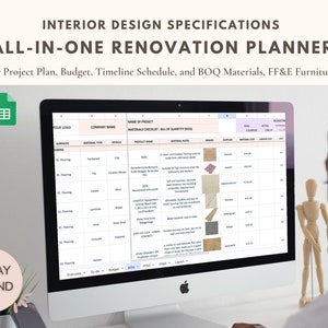 Interior Design Specification Template: Renovation Planner (google Sheets & Excel) - Etsy