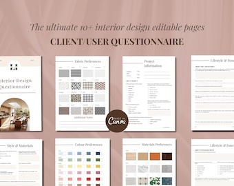 Interior Design Client Questionnaire - Fully Editable - Canva Template - Client Onboarding ...