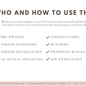 Interior Design Specification Sheet: Renovation Planner (google Sheets ...