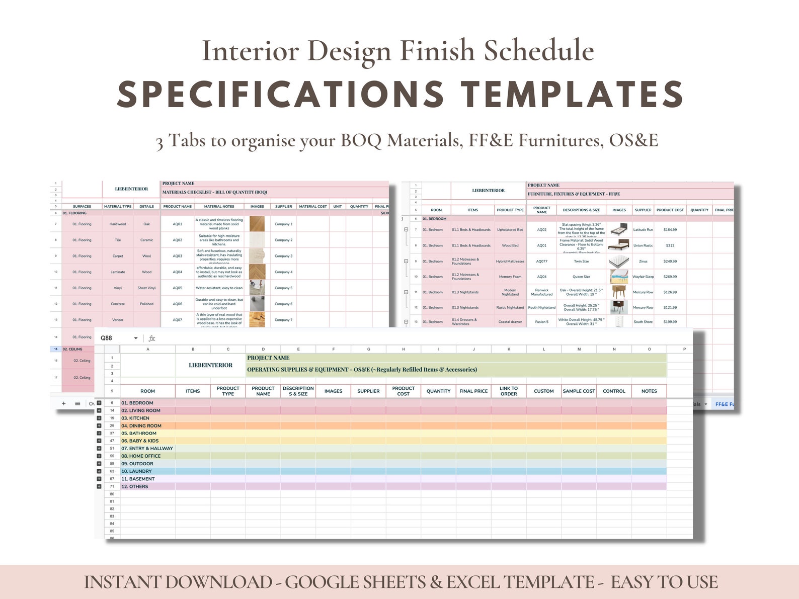 Interior Design Specification Sheet Renovation Planner google Sheets Interior Design Specification Sheet Renovation Planner google Sheets