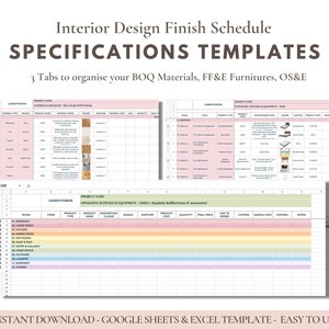 Interior Design Specification Sheet: Renovation Planner (google Sheets ...