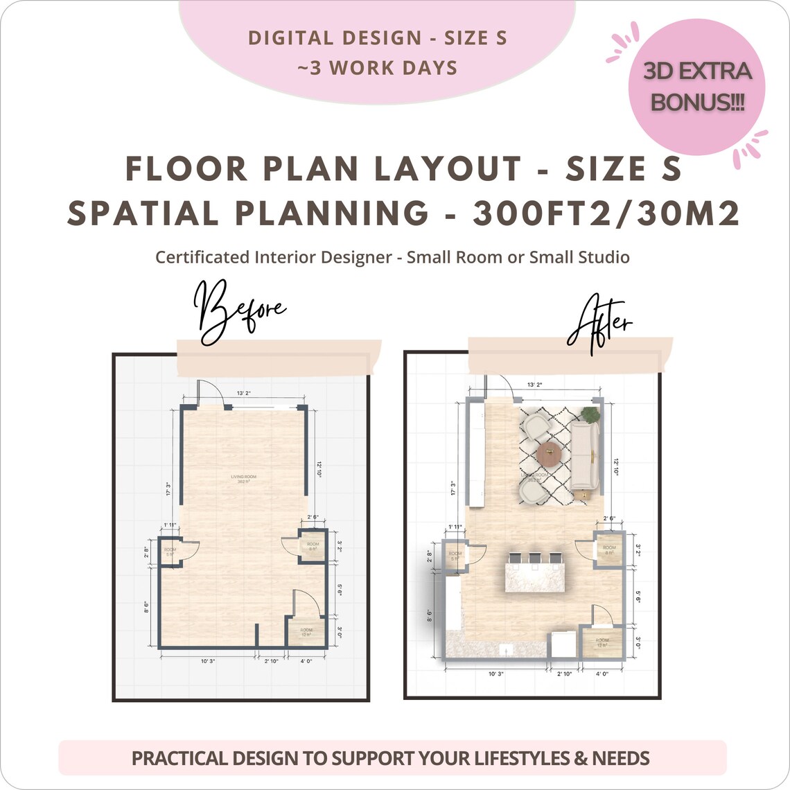 Spatial Planning Small Room, Floor Plan, and Layout Design Services for ...