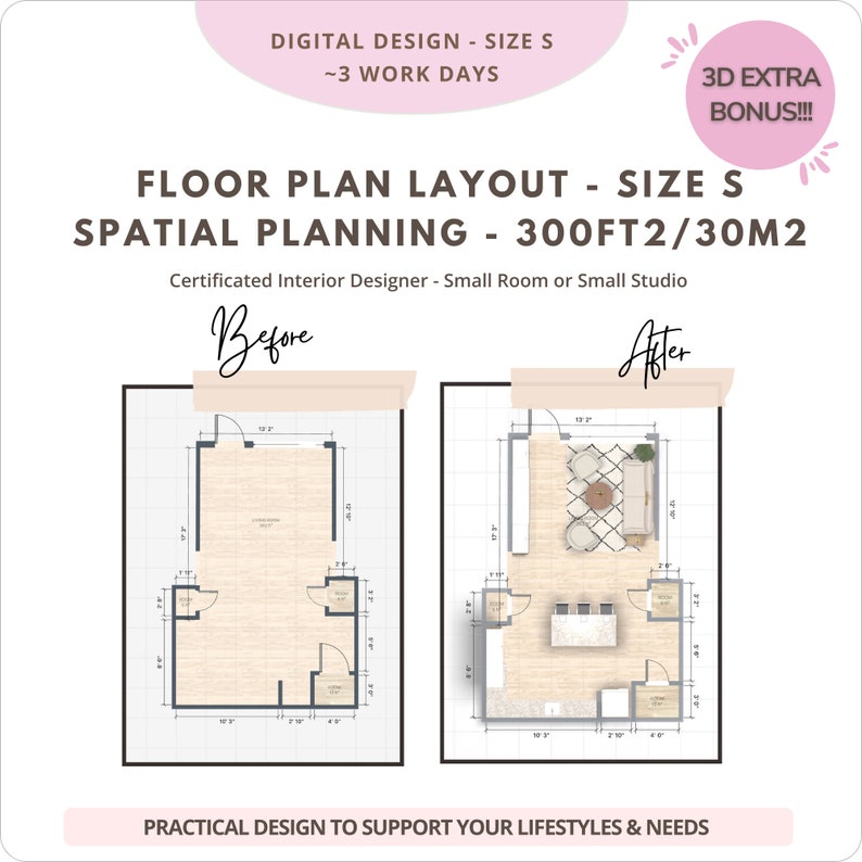 Spatial Planning Small Room, Floor Plan, and Layout Design Services for ...