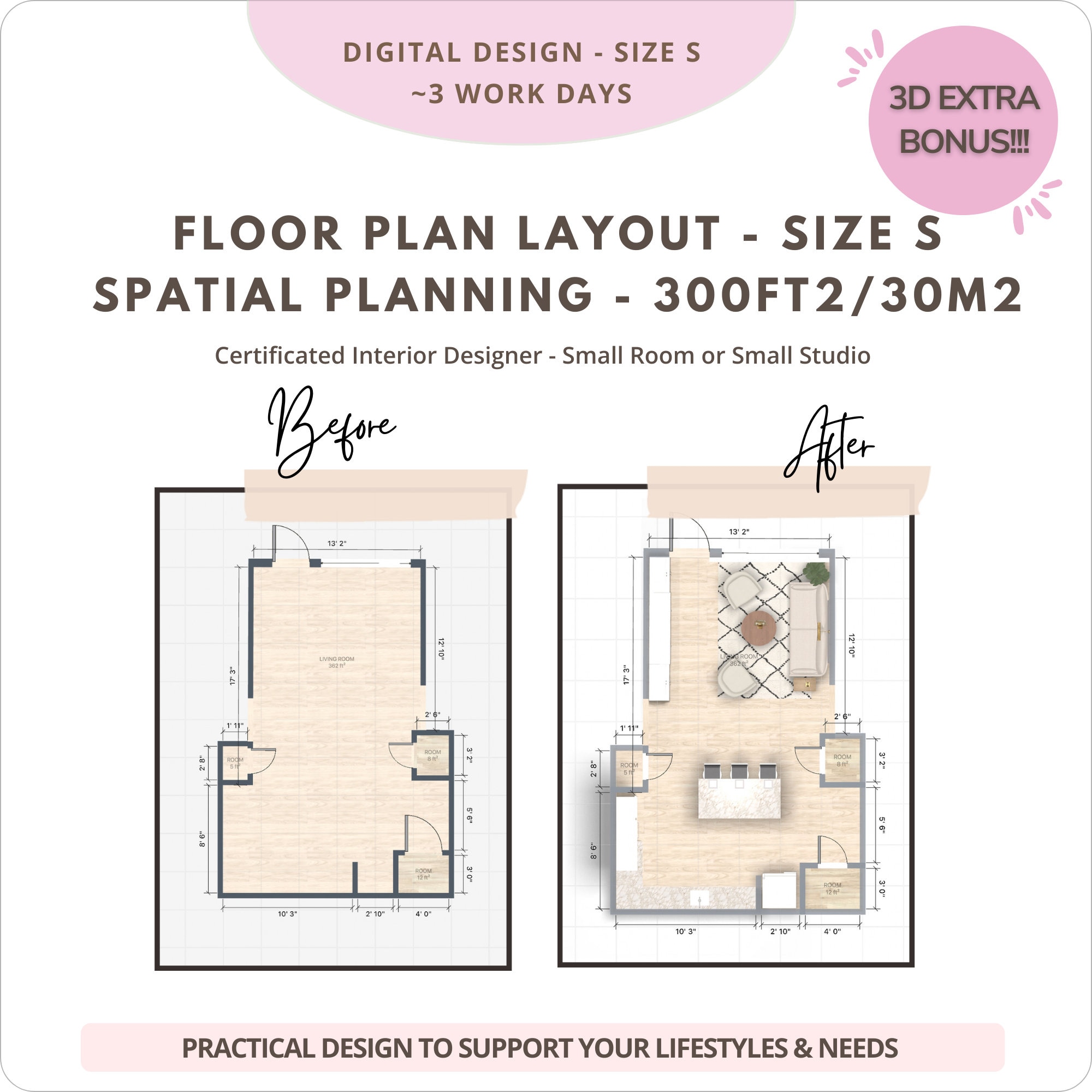Spatial Planning Small Room, Floor Plan, and Layout Design Services for ...