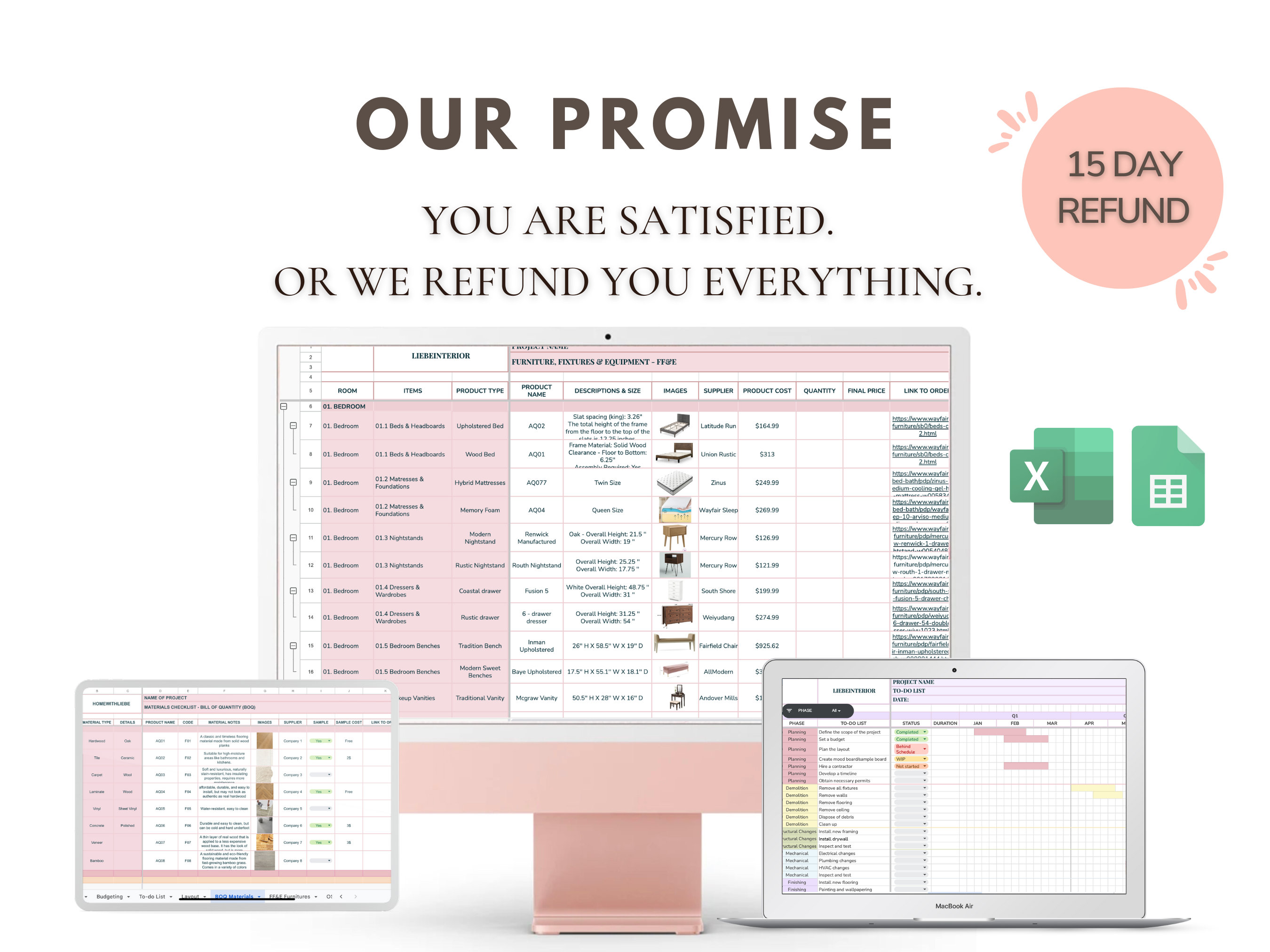 Interior Design Specification Sheet: Renovation Planner (google Sheets ...