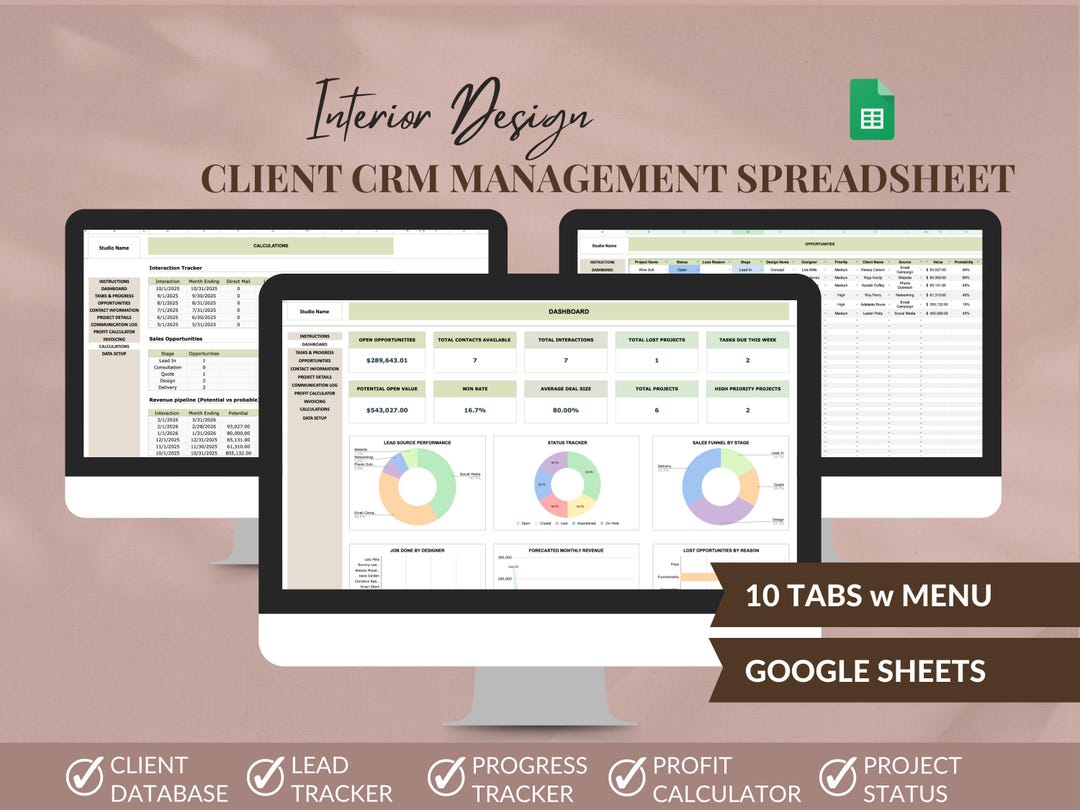 Planilha de Gestão de Clientes de Design de Interiores | Modelo de CRM ...