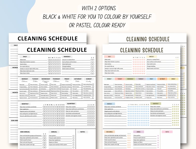 Editable Cleaning Checklist Schedule Bundle – 14 Rooms, Pre-filled ...