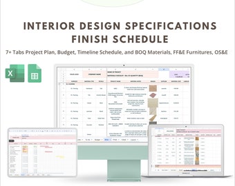 Interior Design Specification Sheet: Renovation Planner (google Sheets & Excel) - Etsy