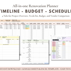 Interior Design Specification Sheet: Renovation Planner (google Sheets ...