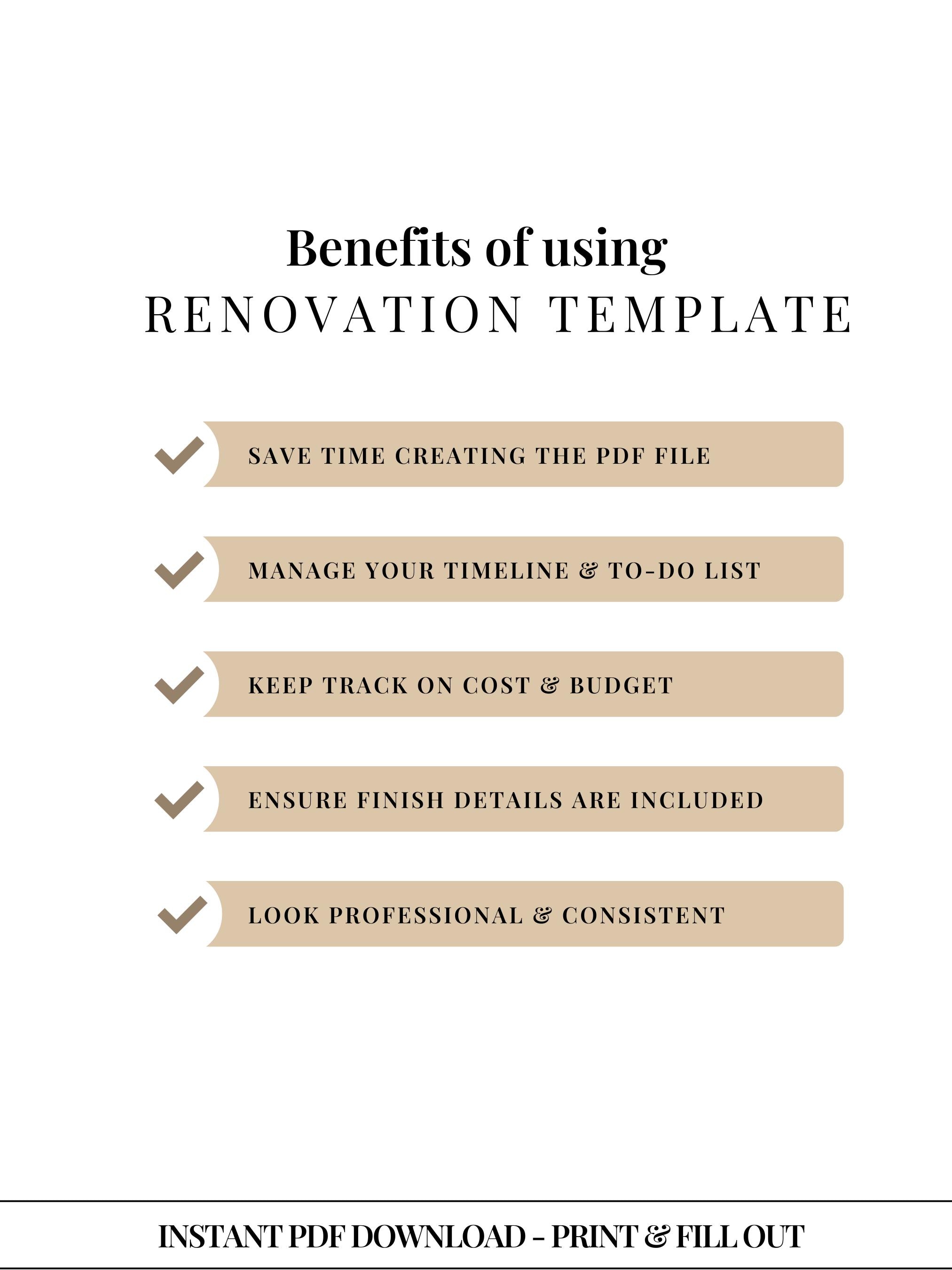 Printable Kitchen Remodel Renovation Planner PDF Questionnaire, Budget ...