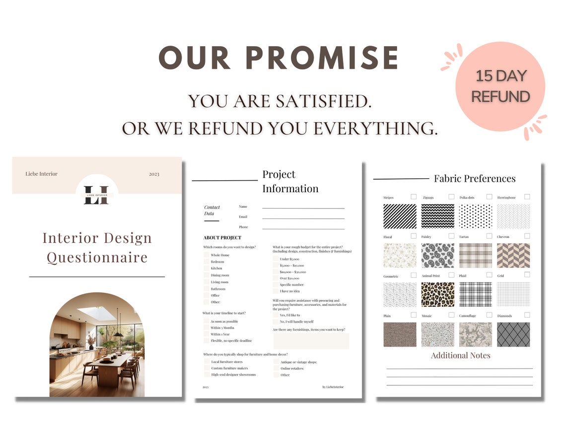 Interior Design Client Questionnaire: Editable Canva Template (digital ...