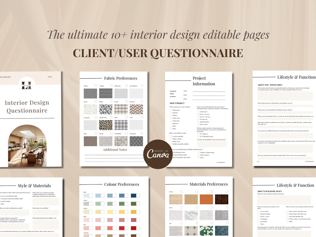 Interior Design Client Questionnaire Template | Editable in Canva ...