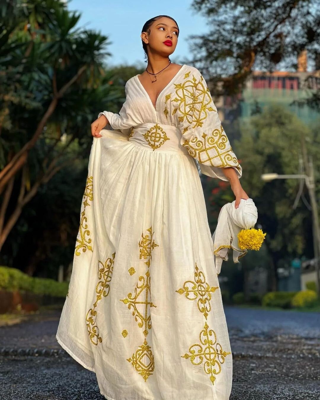 Cross Like Pattern Habesha Dress Yellow Design Habesha Kemis - Etsy Canada